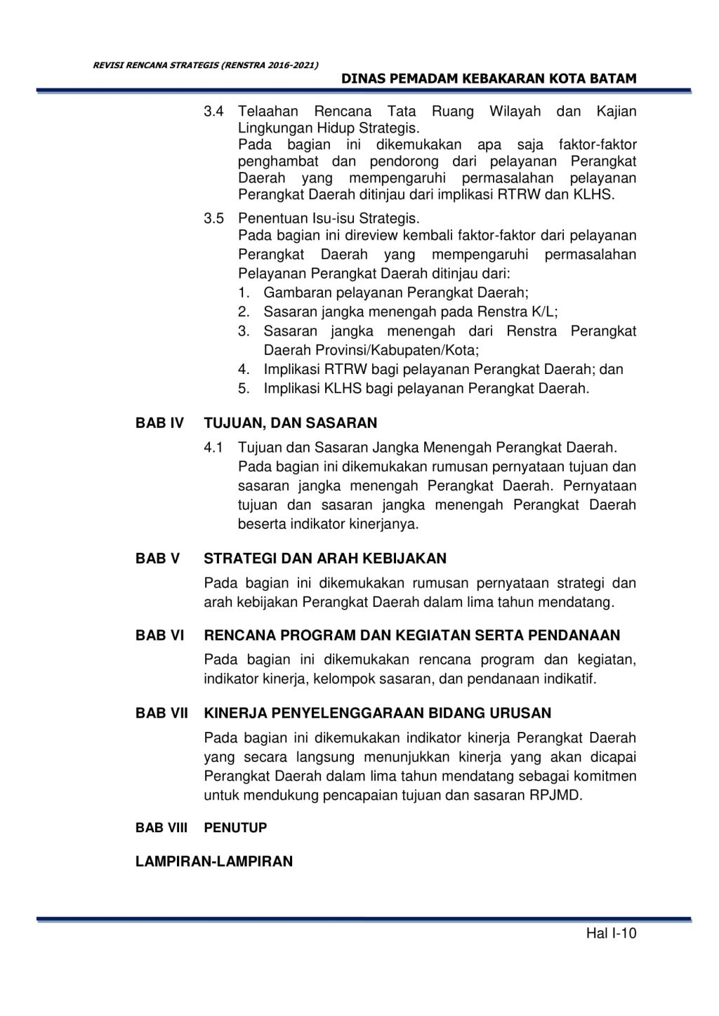 RENSTRA DAMKAR • DINAS PEMADAM KEBAKARAN DAN PENYELAMATAN KOTA BATAM